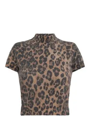 Blumarine Animal Print Knit Top - Beige