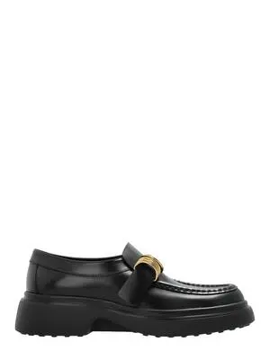 TOD’S Tod's Leather Loafers With Golden Buckle - Black