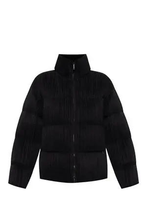 Emporio Armani Pleated Jacket With Stand-up Collar - Black