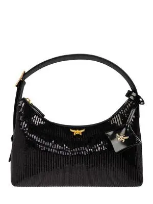 Mcm Sequin Shoulder Bag - Black