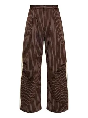 PDF Striped Wide-leg Trousers - Brown