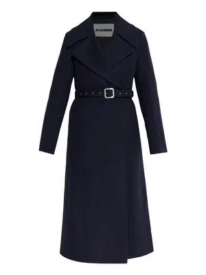 JIL SANDER Wool Coat - Navy Blue
