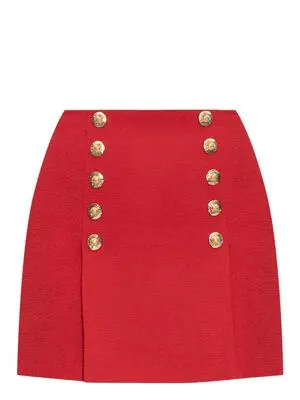 Balmain Skirt With Gold-tone Buttons - Red