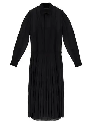 Ami Pleated Midi Dress - Black