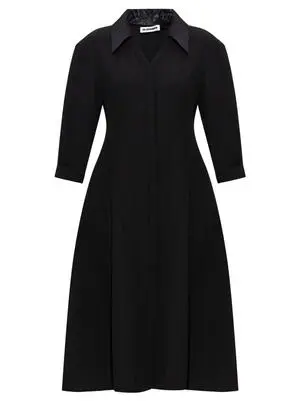JIL SANDER Wool Midi Dress - Black