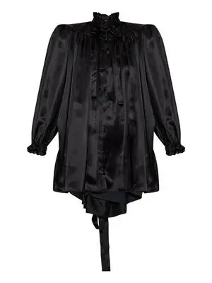 Balenciaga Silk Shirt With Decorative Tie - Black