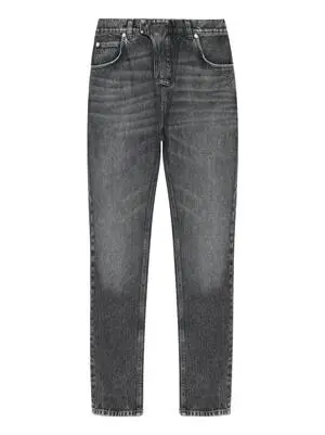 Balmain Carrot-fit Jeans With Logo Patch - Grey
