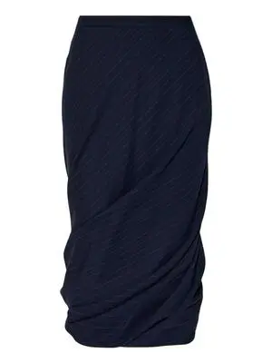 Balenciaga Pinstripe Midi Skirt - Navy Blue
