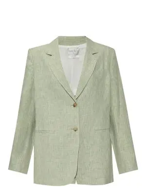 FORTE_FORTE Linen Finish Double-breasted Jacket - Green