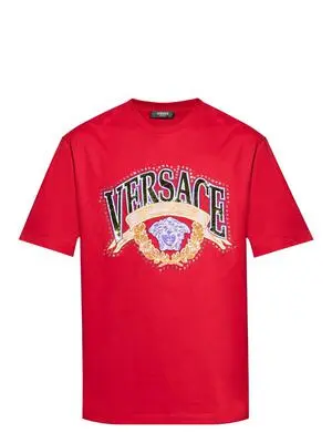 Versace T-shirt With Shimmering Appliqués - Red