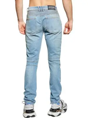 Balmain Jeans With Logo - Light Blue