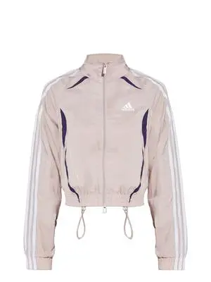 Adidas Originals By Alexander Wang Logo Cropped Zip Up Sweatshirt - Pink