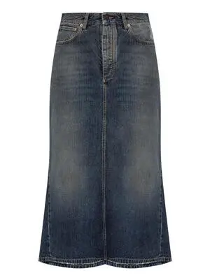 Balenciaga Vintage-effect Denim Midi Skirt - Navy Blue