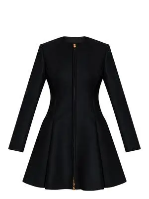 Versace Wool Coat With Medusa Emblem - Black