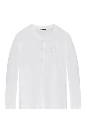 JIL SANDER Floral Motif Cardigan - White
