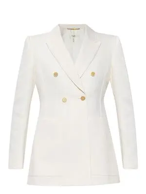 Chloé Double-breasted Blazer With Gold Button Detail - Cream