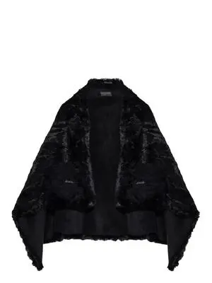 Balenciaga Faux Fur Cape From The Skiwear Collection - Black