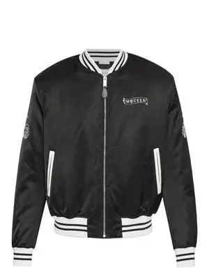 Alexander McQueen Embroidered Bomber Jacket - Black