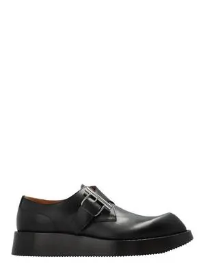 Alexander McQueen Leather Shoes With Signature Buckle - Black