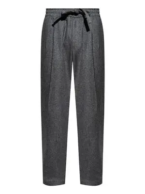 Dolce & Gabbana Herringbone Trousers With Drawstring Waistband - Grey