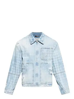 Amiri Distressed Denim Trucker Jacket - Light Blue
