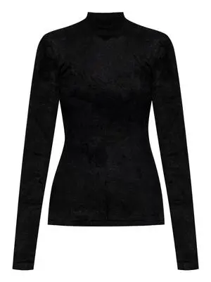Versace Velvet Long Sleeve Top - Black