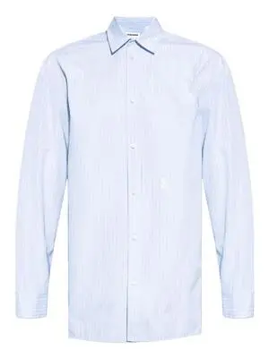 JIL SANDER Cotton Shirt With Logo - Light Blue