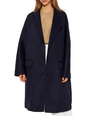 Bottega Veneta Wool And Cashmere Blend Coat - Navy Blue