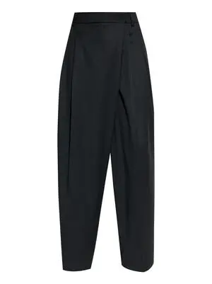 GANNI Wide-leg Crease Trousers - Black