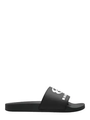 Balenciaga Rubber Slides With Logo - Black