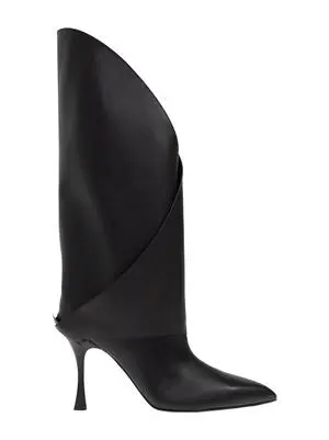 Balmain Twist Heeled Leather Boots - Black