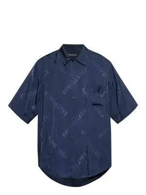 Balenciaga Shirt With Monogram - Navy Blue