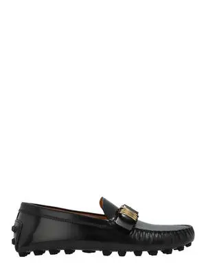 TOD’S Leather Loafers With Gold-tone Hardware - Black