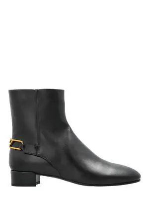 Emporio Armani Leather Heeled Ankle Boots - Black