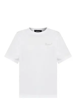 Dsquared2 Logo T-shirt With Shimmering Appliqués - White