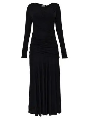 GANNI Draped Maxi Dress - Black