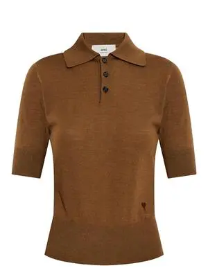 Ami Logo Polo Shirt - Brown