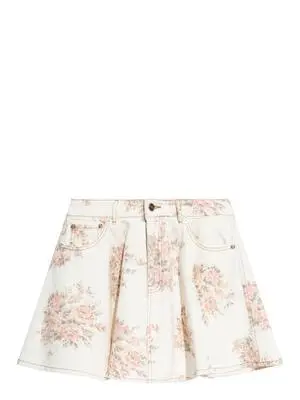 GANNI Floral Denim Mini Skirt - White