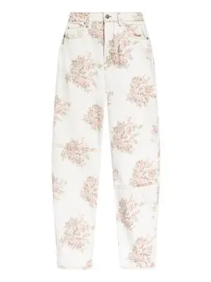 GANNI Floral Motif Jeans - White