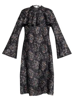 GANNI Floral Motif Dress - Black