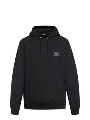 Balmain Hooded Cotton-blend Sweatshirt - Black