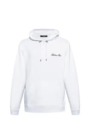 Balmain Hooded Cotton-blend Sweatshirt - White