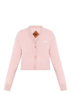 Mcm Embroidered Logo Cardigan - Pink