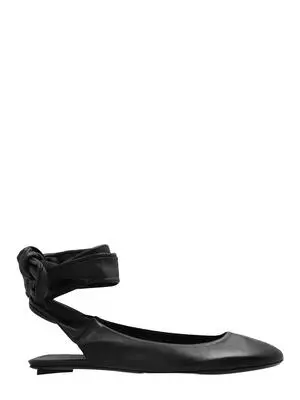 Attico Cloe Leather Ballet Flats - Black