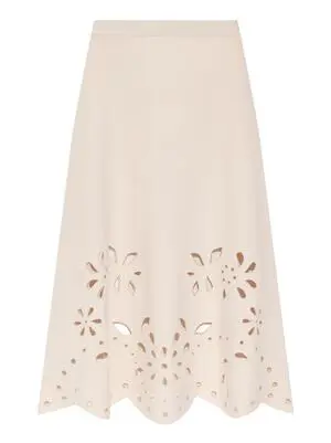 Ulla Johnson Grace Laser-cut Midi Skirt - Cream