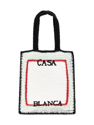 Casablanca Embroidered Cotton Knit Shopper Bag - White