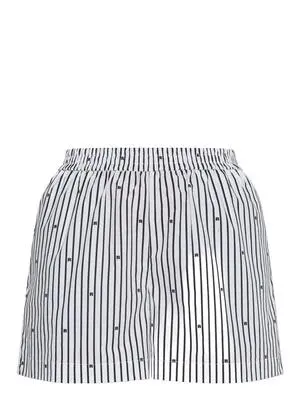 ROTATE BY BIRGER CHRISTENSEN Striped Organic Cotton Shorts - White