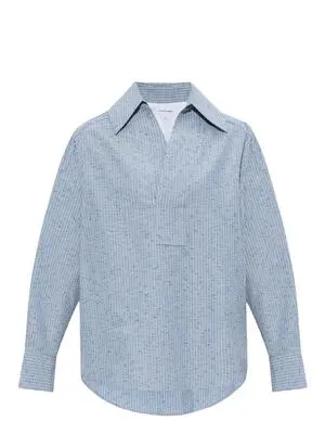 Bottega Veneta Cotton And Linen Collared Shirt - Blue
