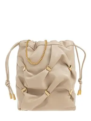 FERRAGAMO Leather Bucket Bag With Chain Strap - Grey