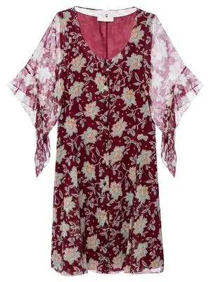 Chloé Floral-print Silk Dress - Burgundy